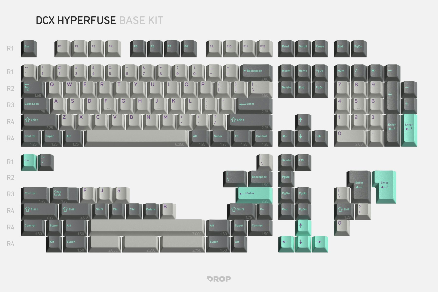 Drop DCX Hyperfuse Keycap Set - Base | Mechanical Keyboards | Keycaps | Custom Keycaps